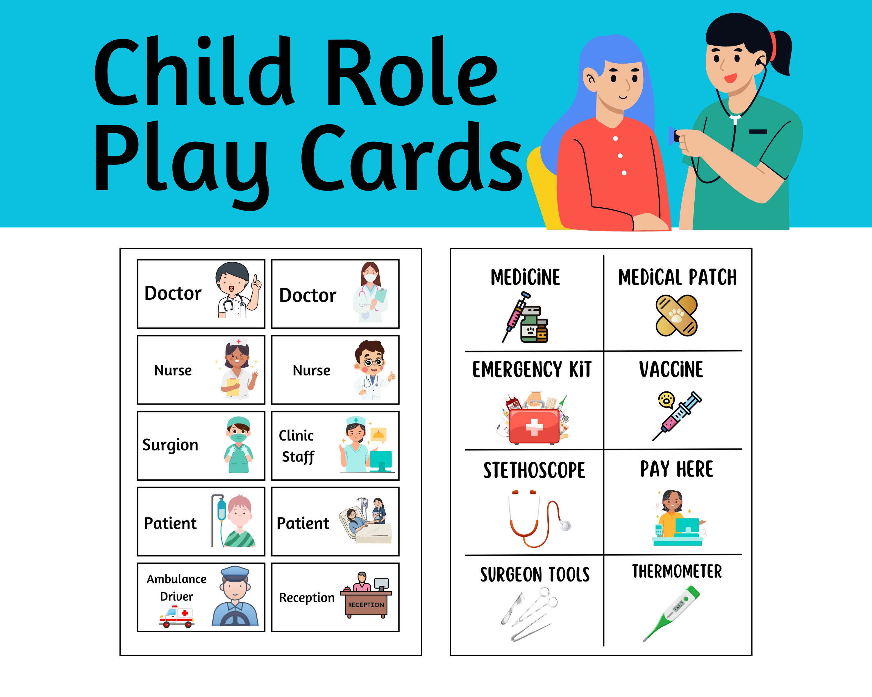 Doctor Printable Pretend Play, Clinic Hospital Dramatic Role Play ,preschool Homeschool Activity ...