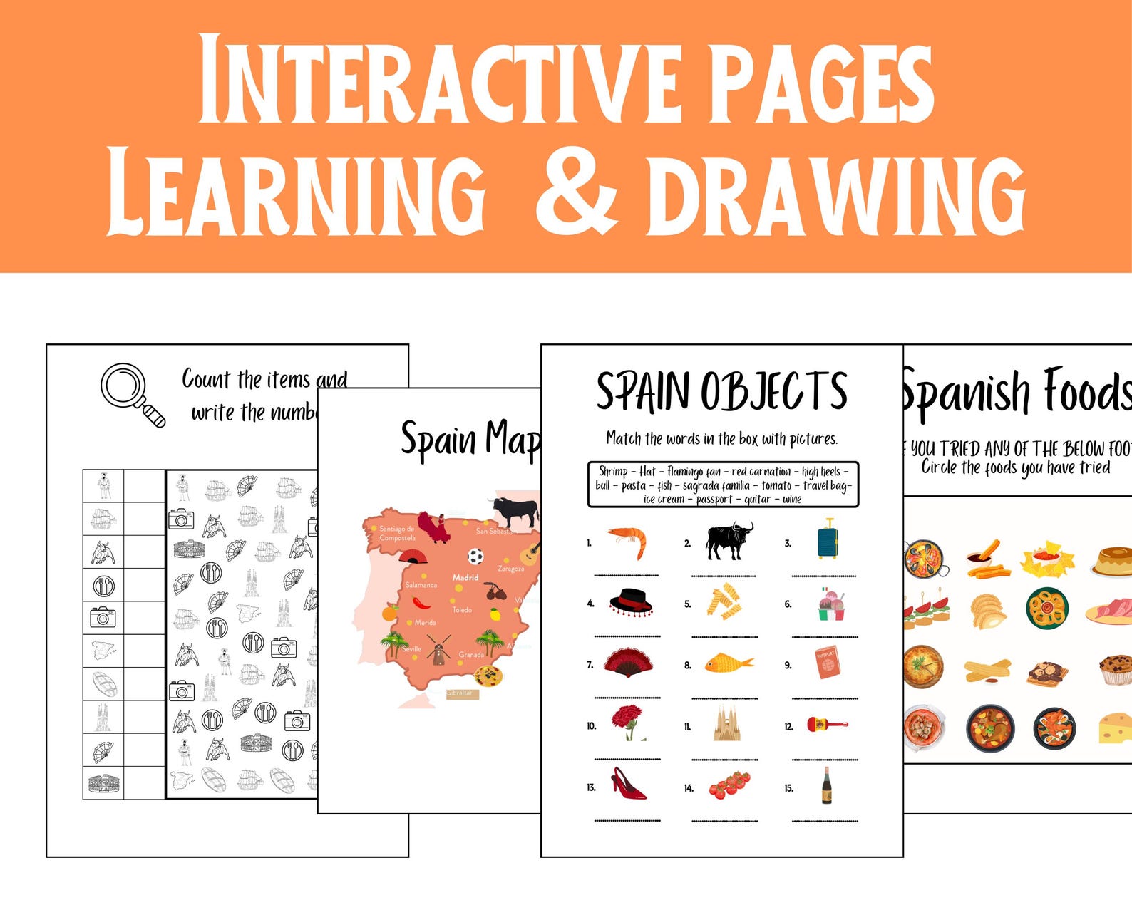 Spain Travel Activities, Kids Printable Worksheets for Barcelona ...