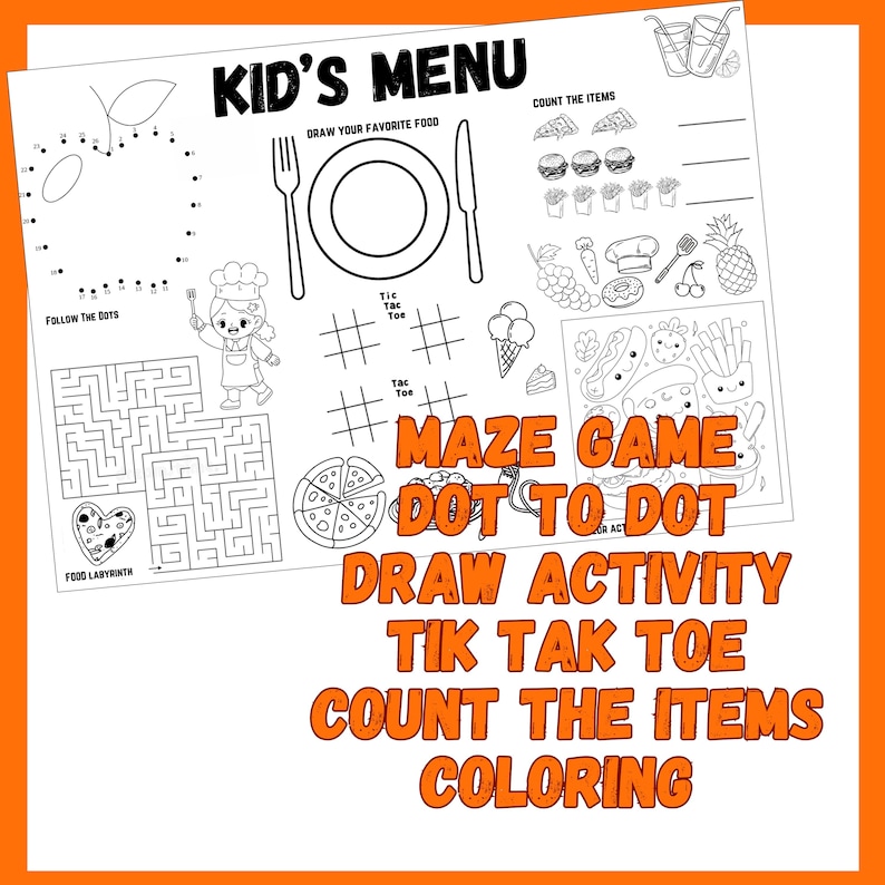 Printable Kids Activity Placemat | Restaurant Template| Kid's Screen ...