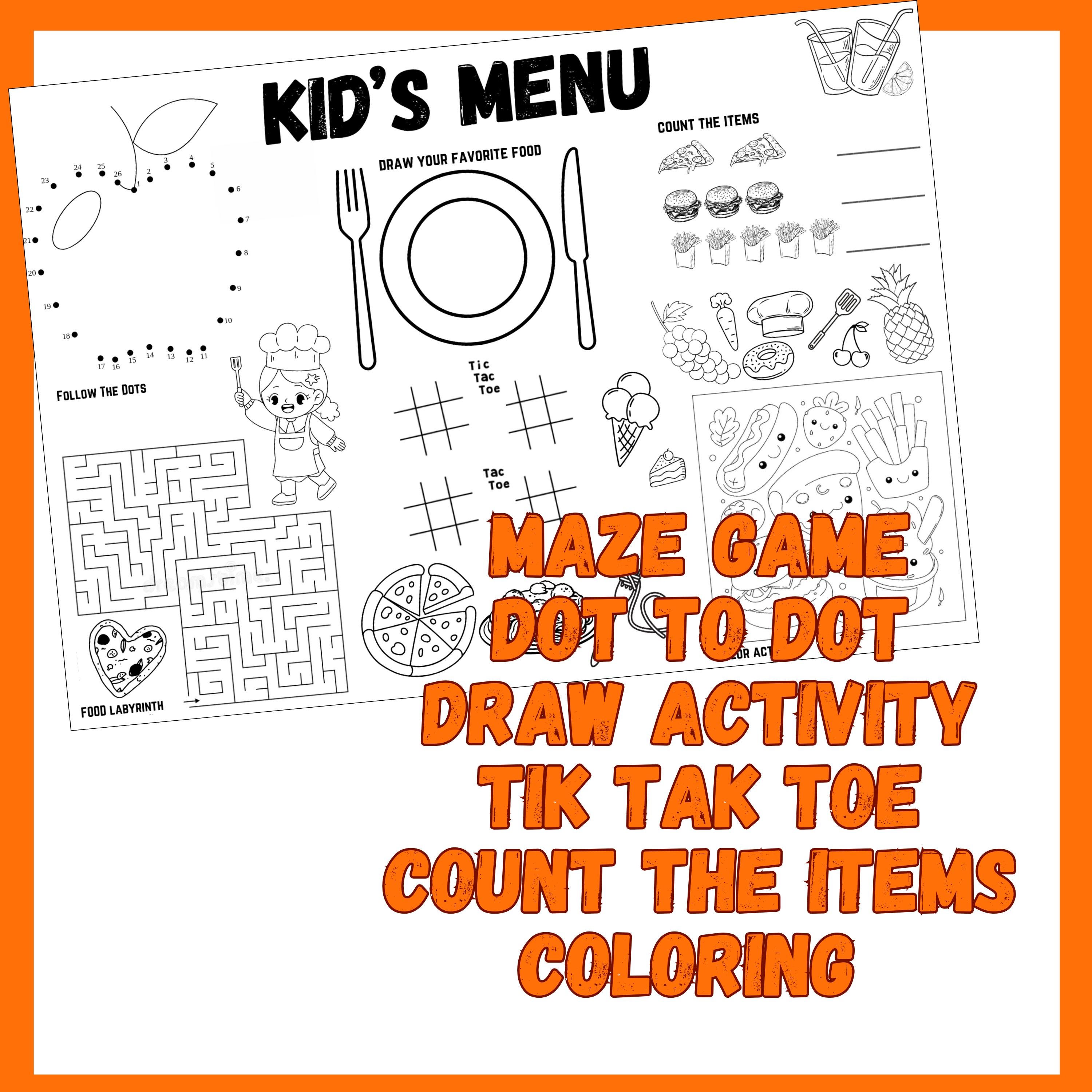 Printable Kids Activity Placemat | Restaurant Template| Kid's Screen ...