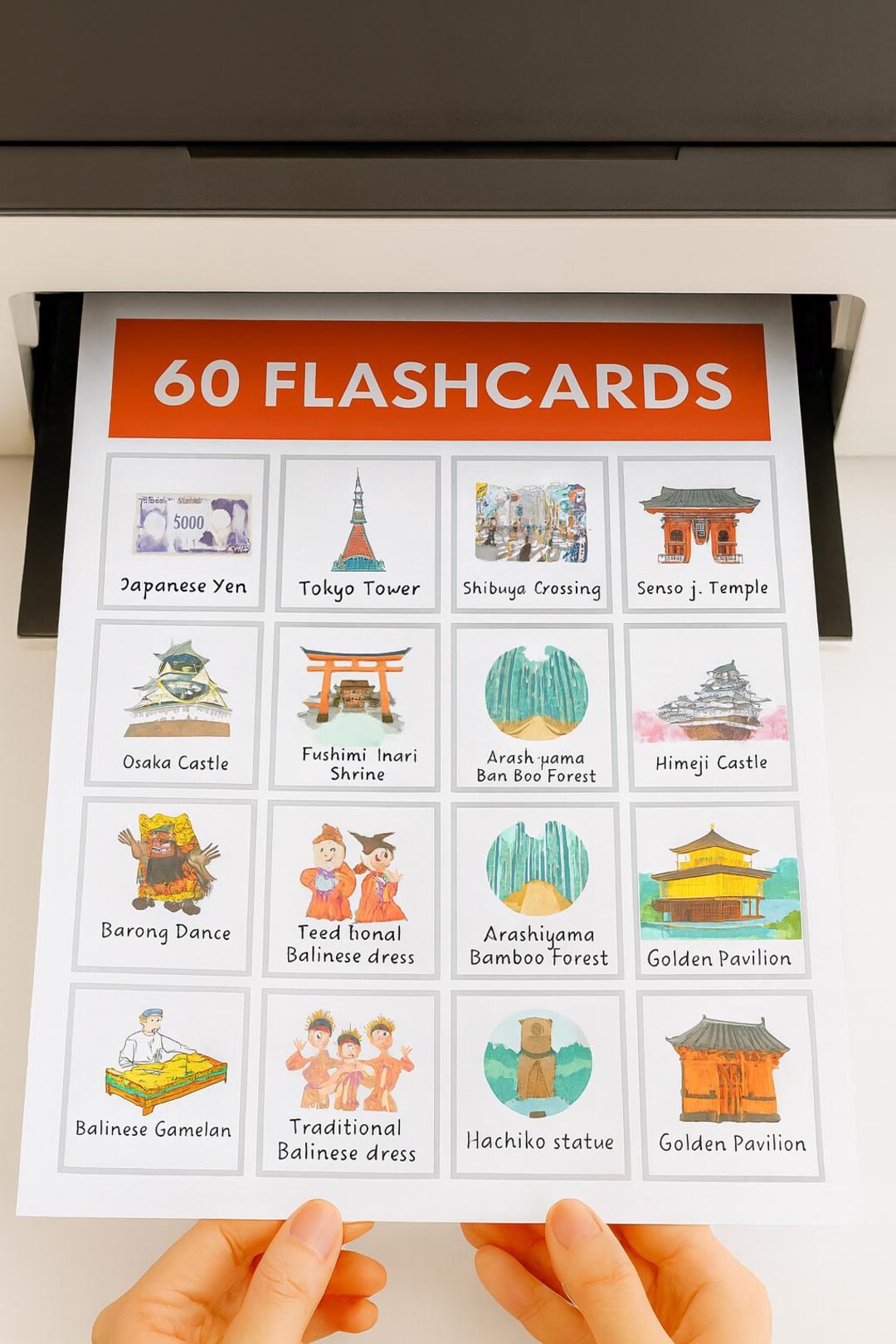 Japan Flashcards | 60 Printable Learning Cards | Japanese Culture ...