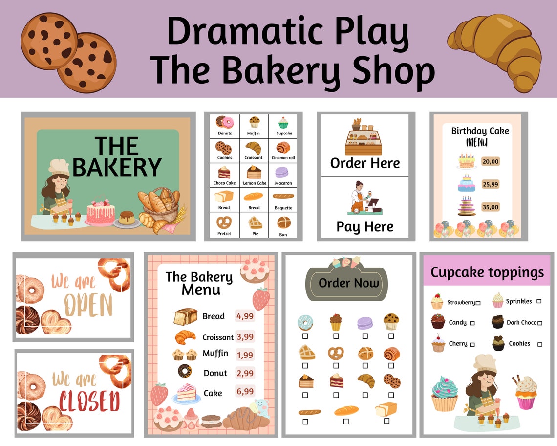 Bakery Shop Dramatic Play Kit preschool Sensory Play Home - Etsy