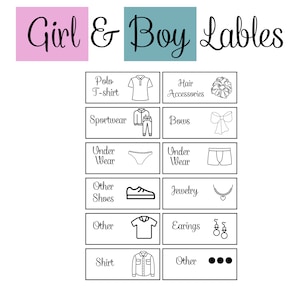 Closet Drawer Lables, Kids Dresser Drawer Labels, Kids Closet Storage ...