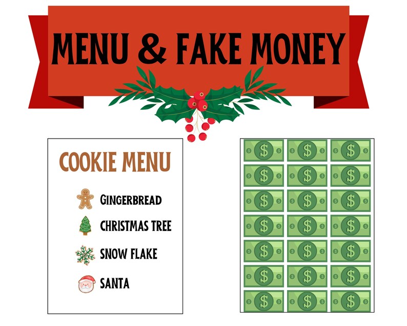 Gingerbread Bakery Pretend Play Center Printable Santas Cookie Shop ...