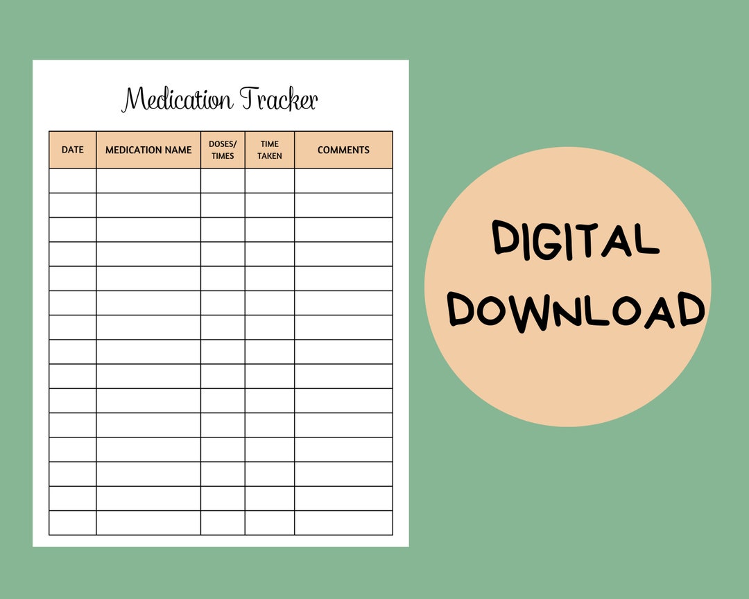 Medication Tracker,printable Medication Log, Medication Log Chart, Post ...