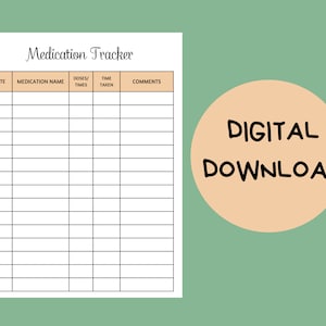 Medication Tracker,printable Medication Log, Medication Log Chart, Post ...