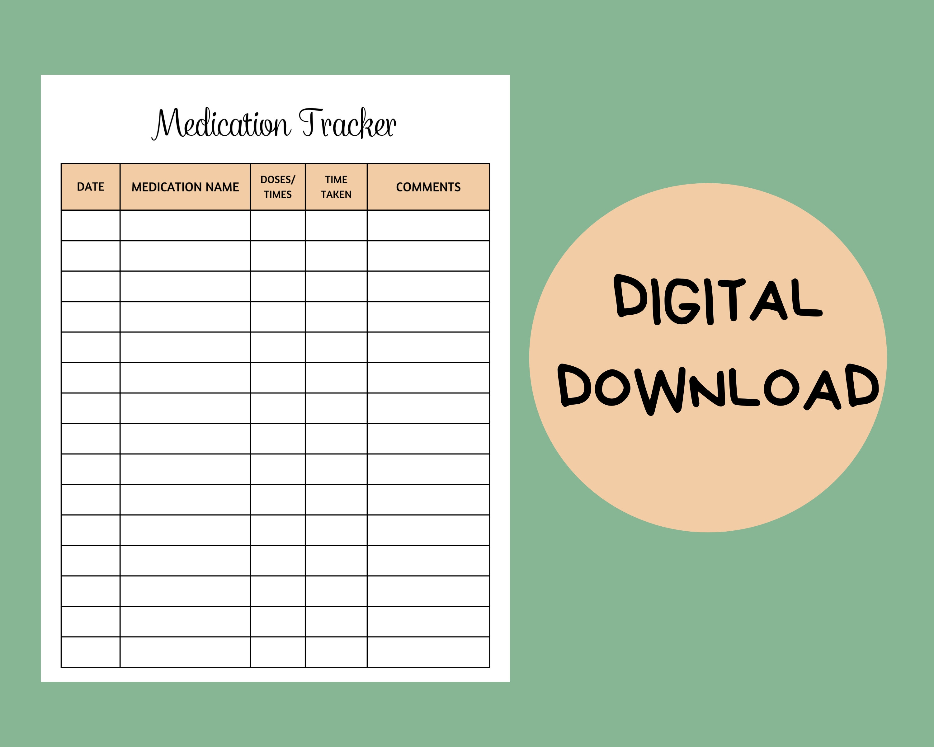 Medication Tracker,printable Medication Log, Medication Log Chart, Post ...