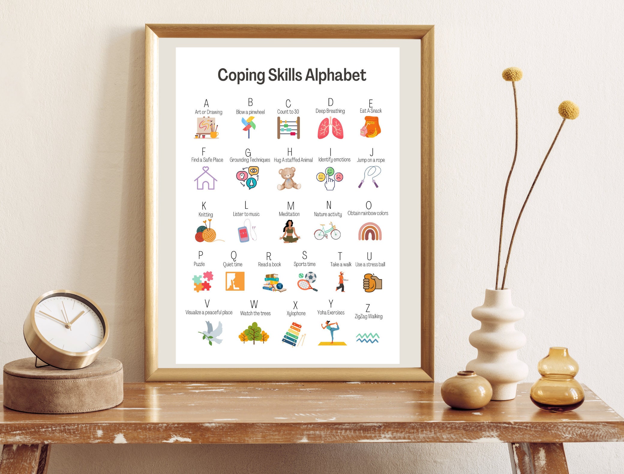 Alphabet Coping Skills, Therapy Office Decor, Social Worker Office ...
