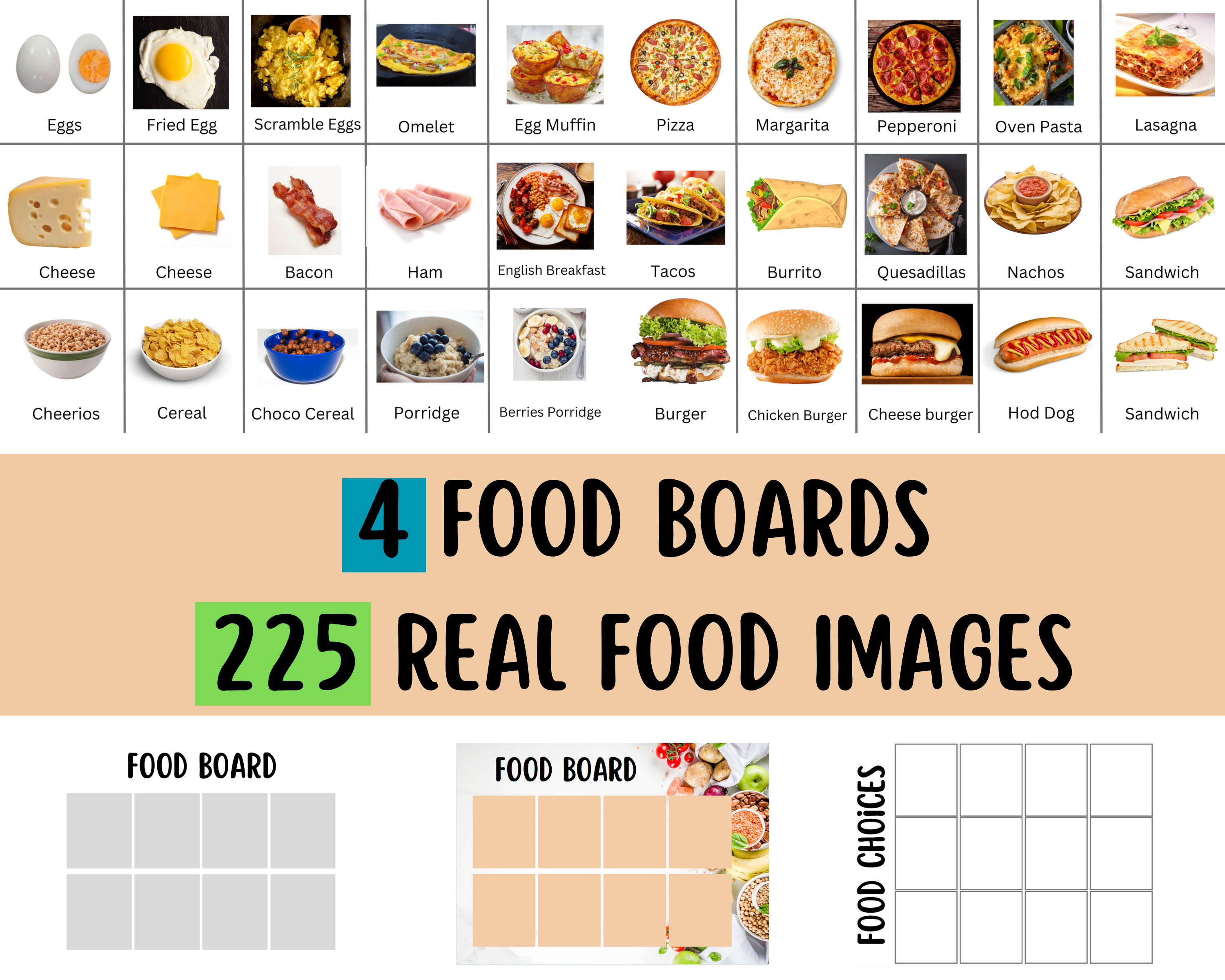 225 Printable Food Images for Kids | Meal Planning Boards | Fun ...