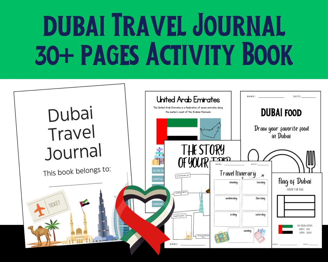 Dubai & UAE Kids Travel Journal | Printable Activities | Learning Games ...