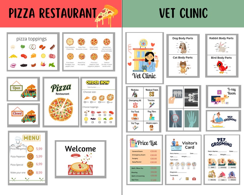 Printable Pretend Play Bundle | 10 Dramatic Play Sets for Kids | Role ...