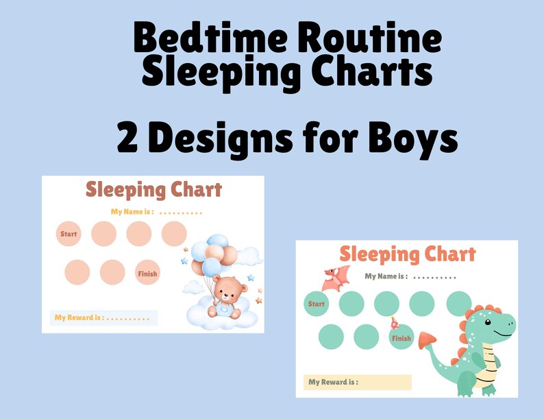 Set of 4 Sleep Reward Chart, Sleep Through the Night Chart, Girl Good ...