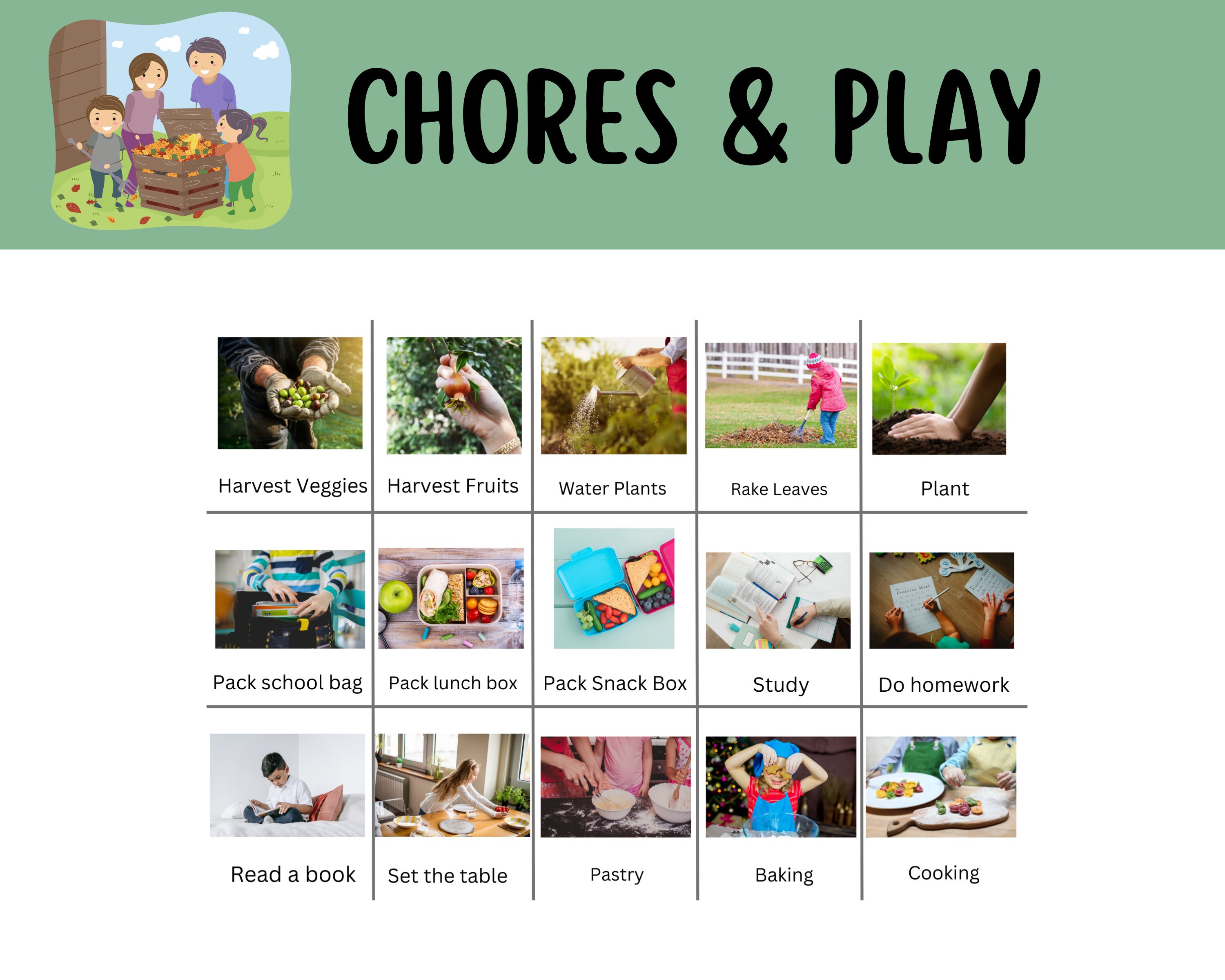 180 Chore Pecs REAL IMAGES+ 4 Choice Boards, Daily Chore Cards,toddler ...