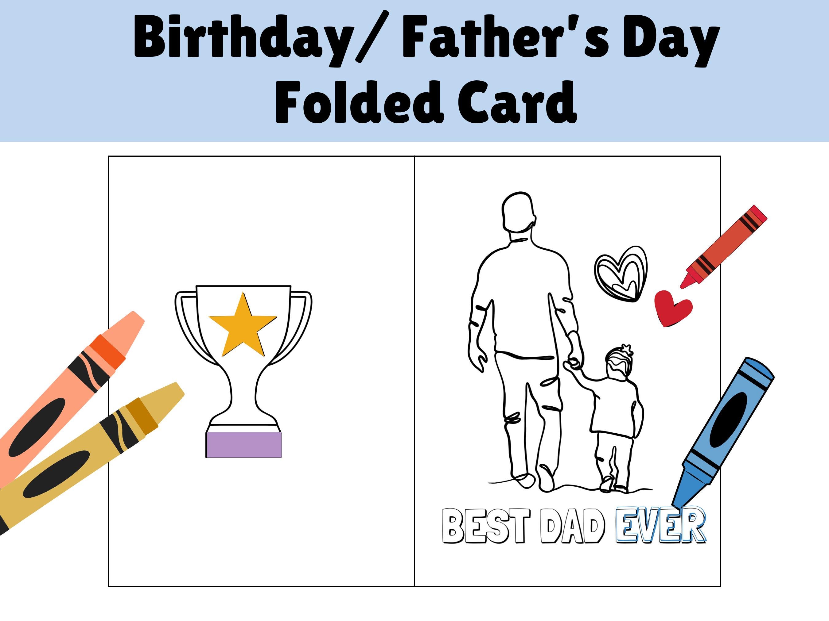 Dad Birthday Coloring Card, Dad Greeting Card, Coloring Greeting Card ...