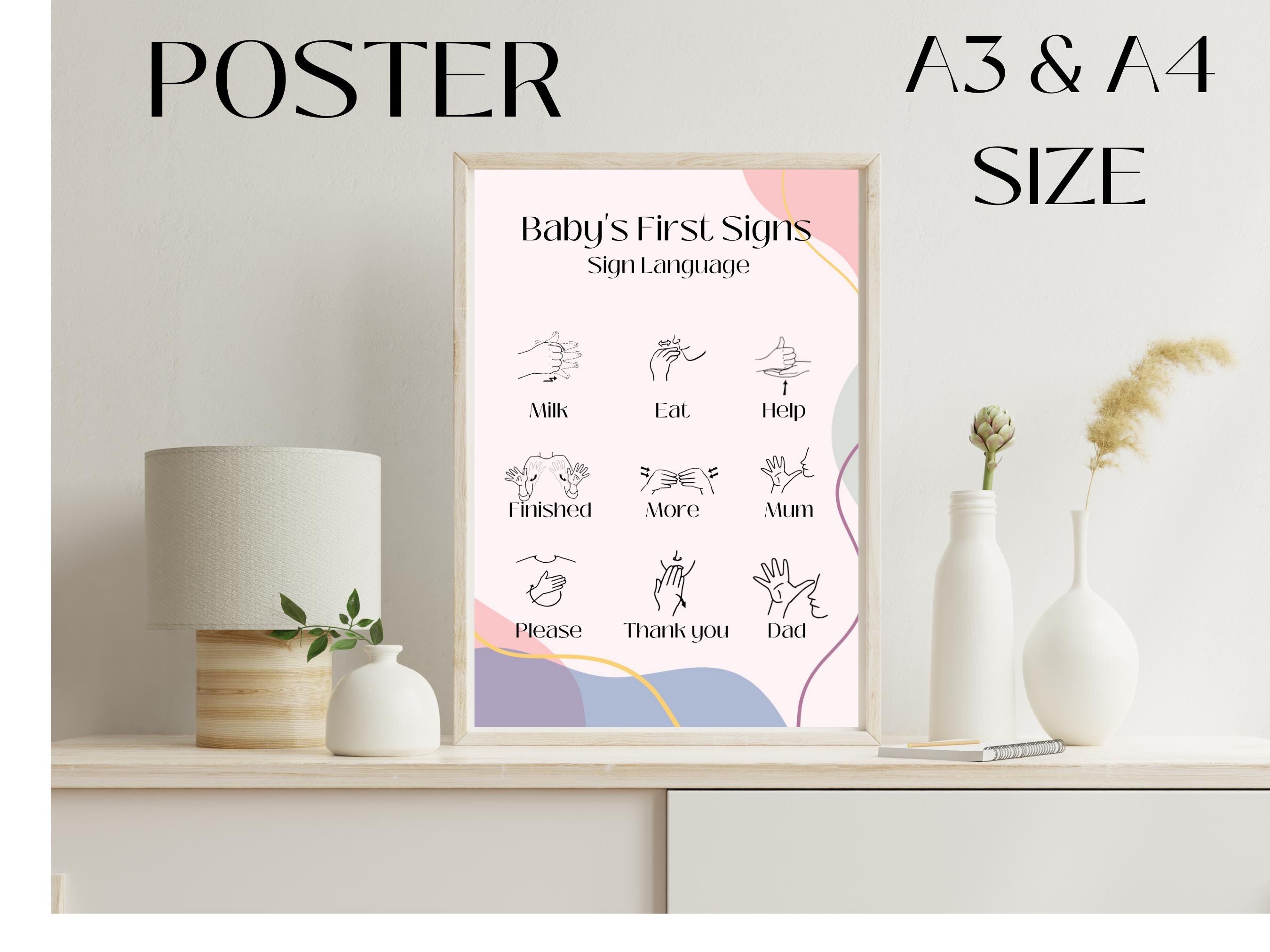Set of Sign Language Printable Poster and ASL Flash Cards, Baby First ...