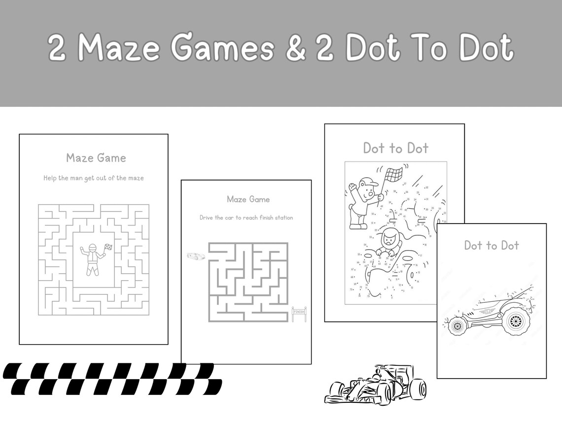 Printable Race Car Birthday Activity Book | 15 Pages for Kids Party ...