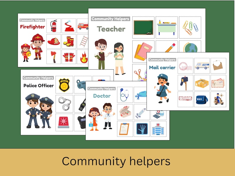 Community Helpers Printable Activity | Toddler Busy Book | Preschool ...