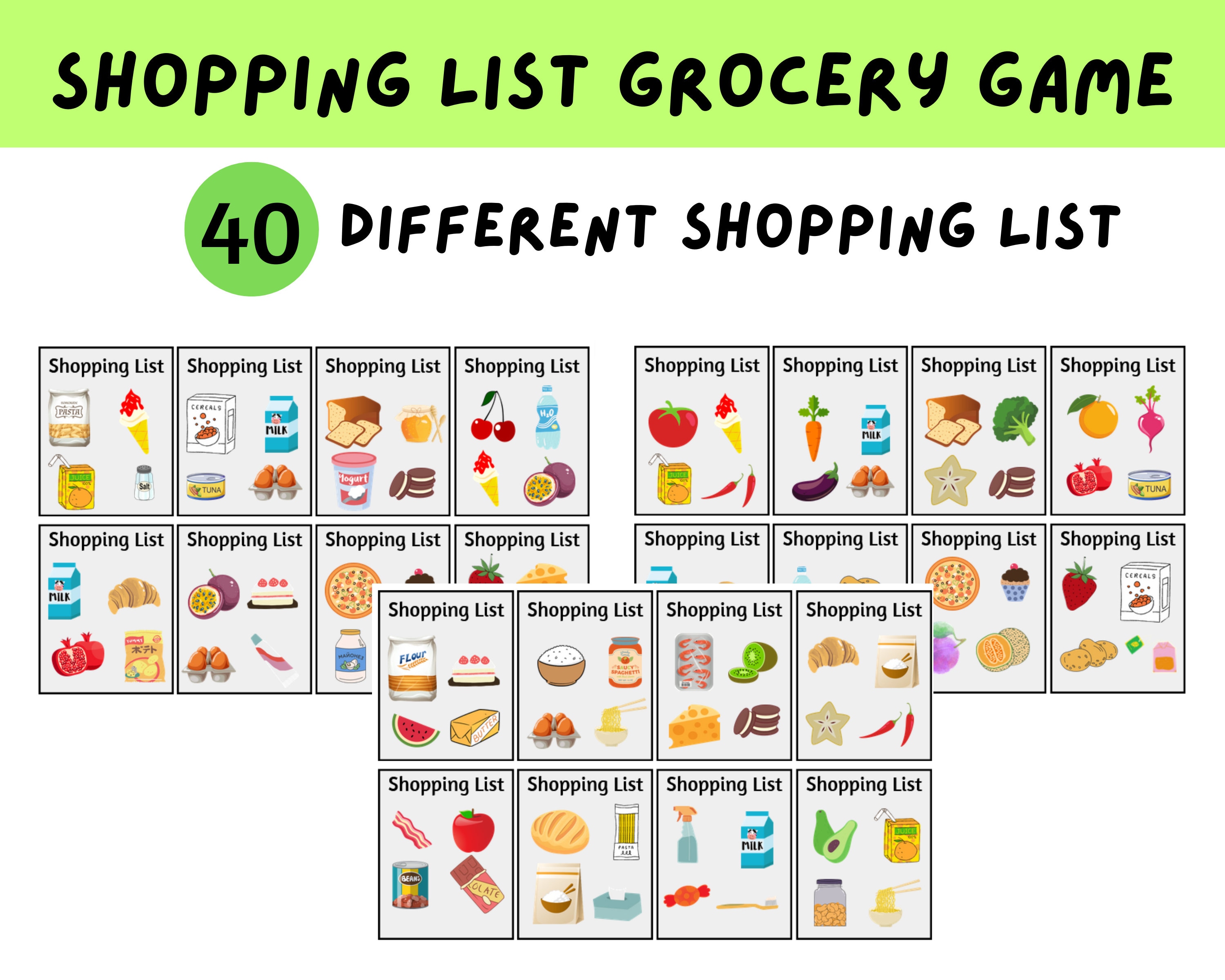 Printable Shopping List Grocery Game for Kids | Pretend Play ...
