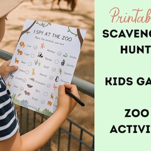 Kids Zoo Scavenger Hunt Printable Activity, I Spy at Zoo Homeschool ...
