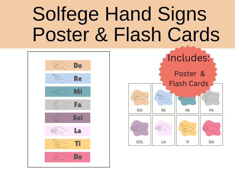 Solfege Flashcards, Solfege Hand Signs Printable Poster , Music Games ...