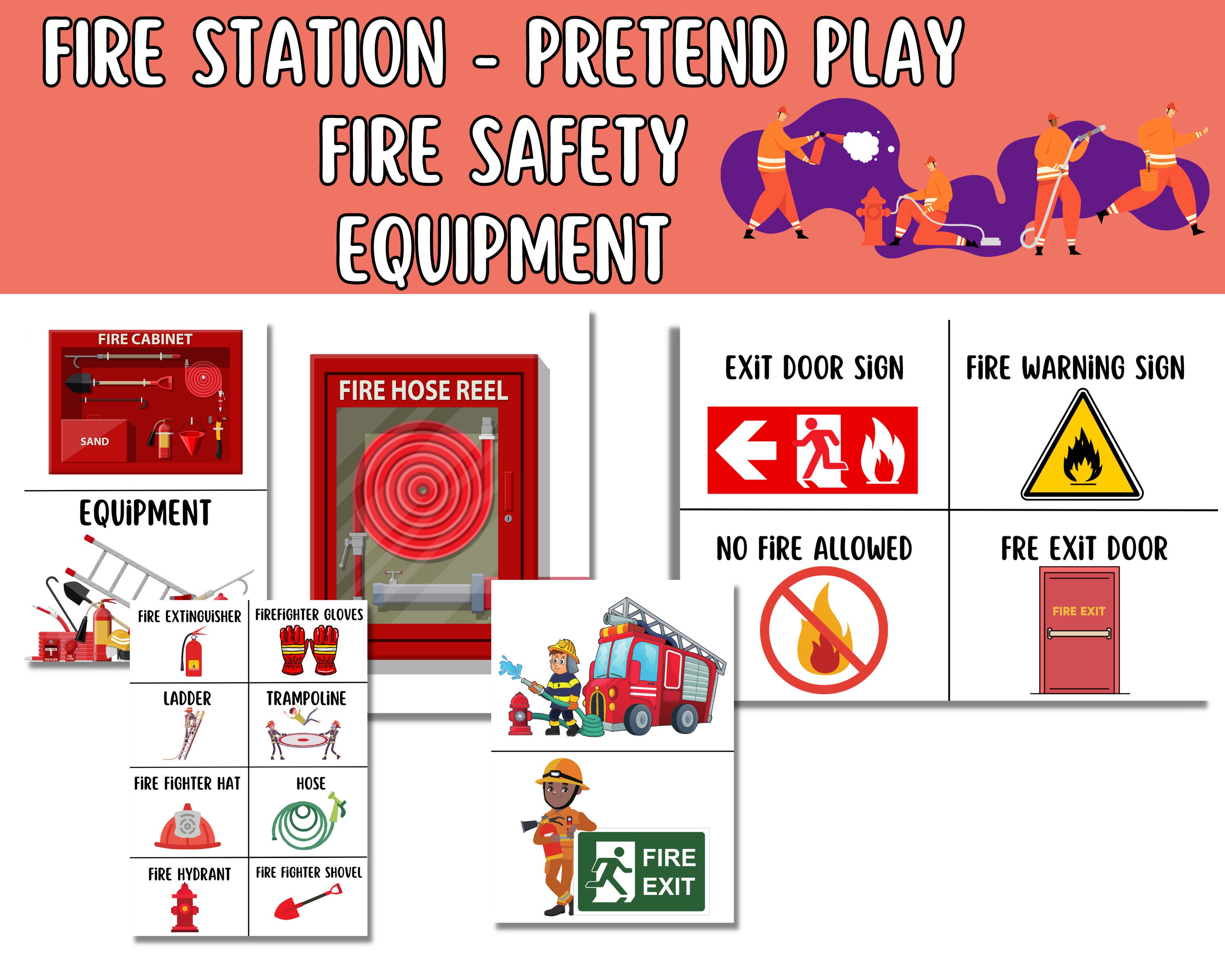Fire Safety Learning Activity, Fire Station Pretend Play Printable ...