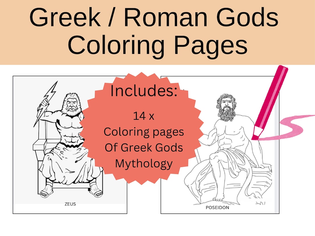 Greek Gods Printable Coloring Pages for Kids, Roma God Classroom and ...