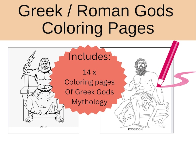 Printable Greek Mythology Art – Kids Coloring Book & Learning Activity ...