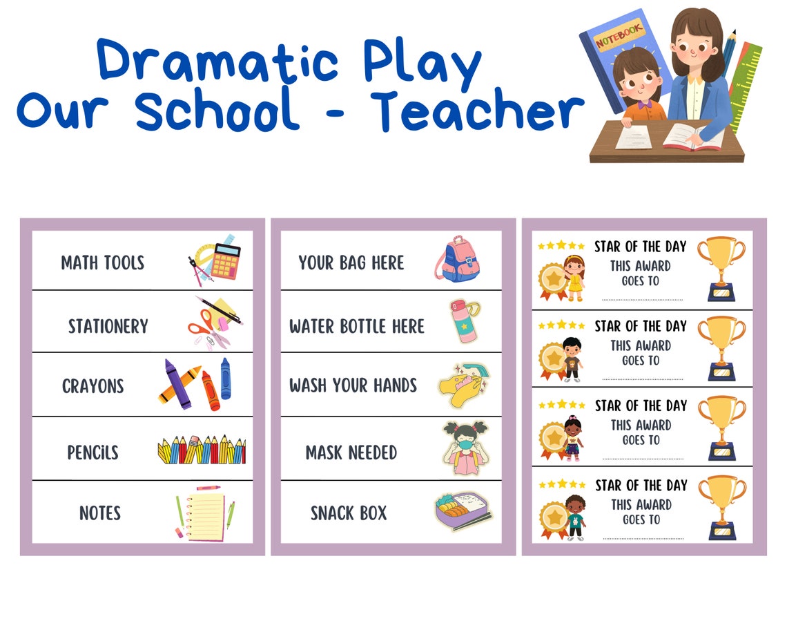 Teacher Pretend Play Printable, School Dramatic Play for Kids ...
