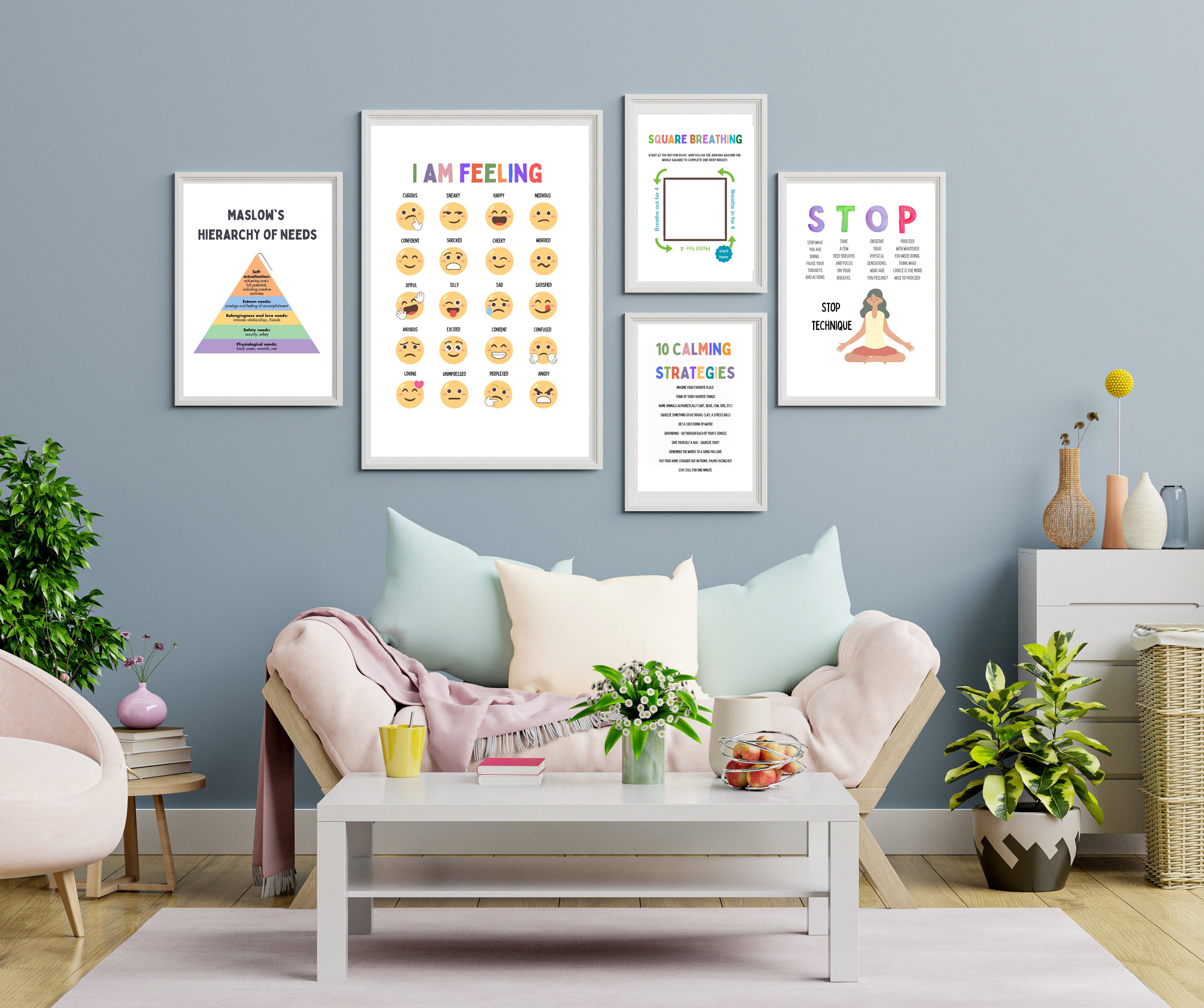 Calm Corner Posters Feelings Wheel-breathing Shapes Calming Strategies ...