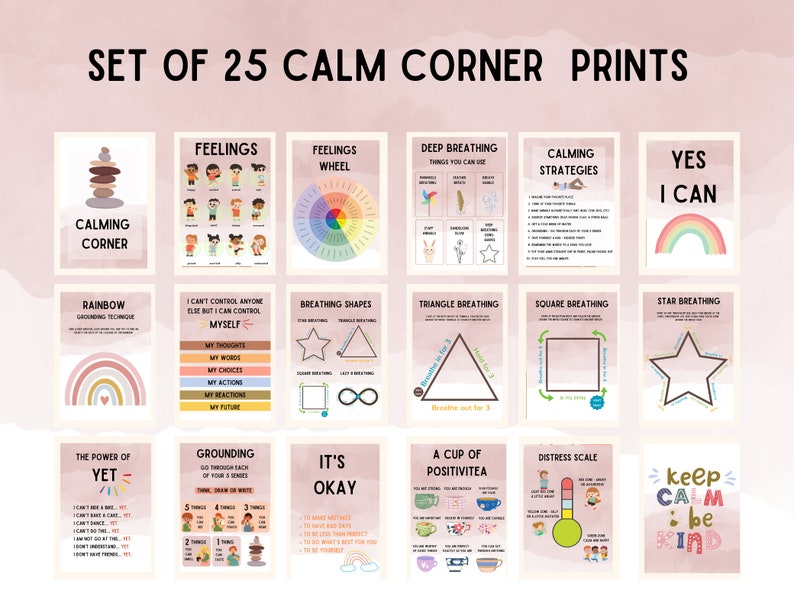 25 Calm Down Corner Printables Calming Corneremotions Chart - Etsy ...
