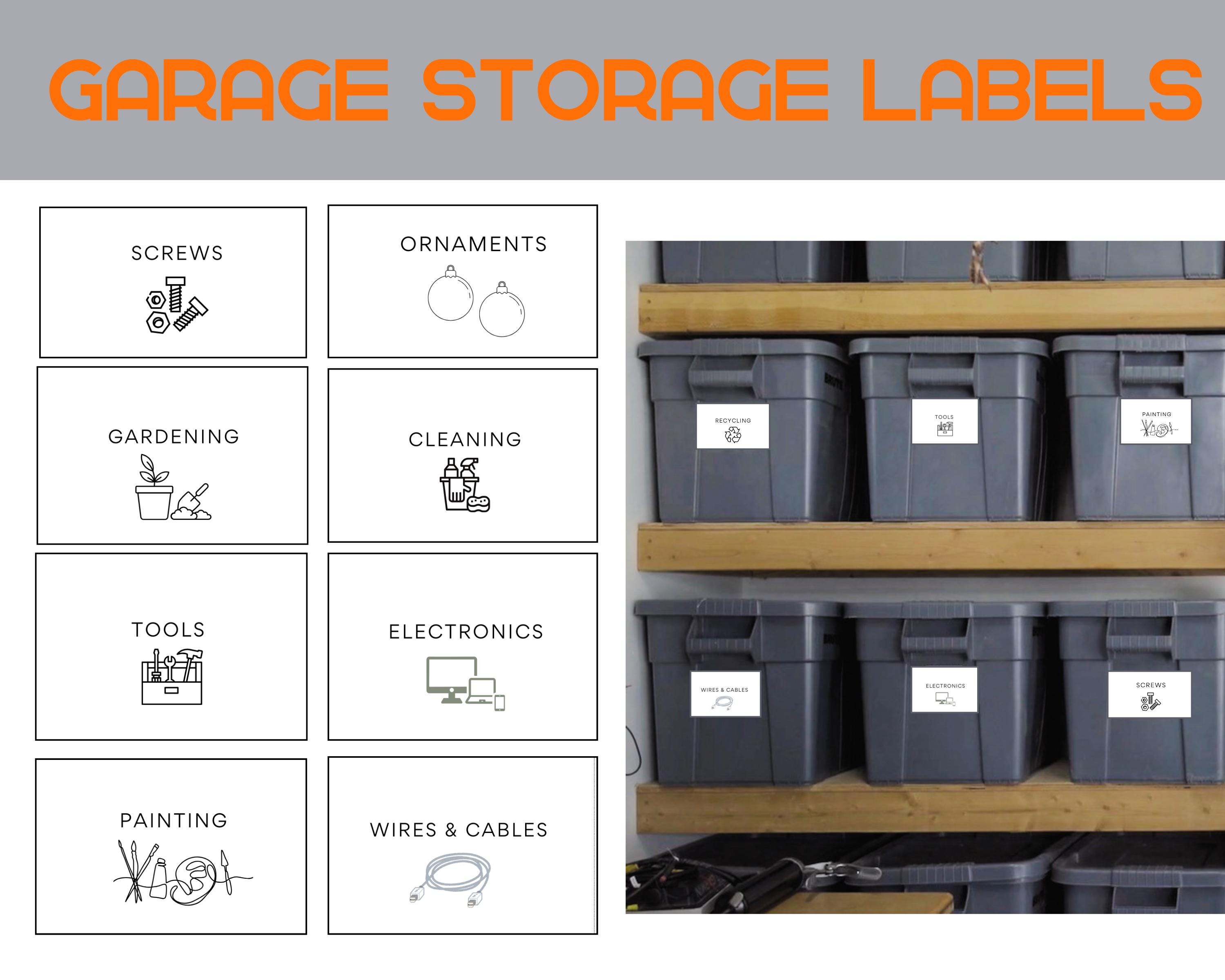 Garage Organization Labels | Basement Storage Bin | Workshop & Tools ...