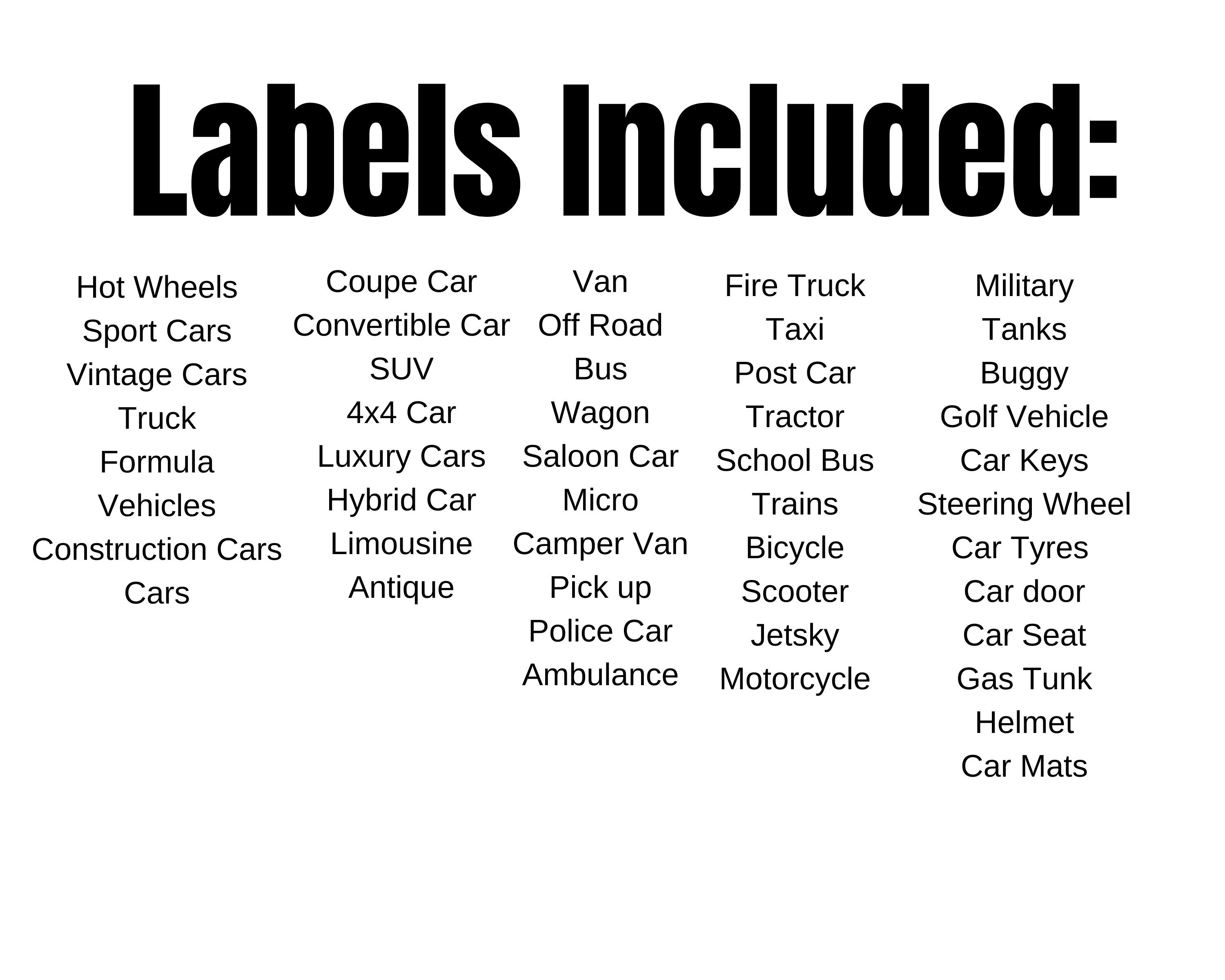 Printable Toy Car Organization Labels | Playroom Storage Bin Tags ...