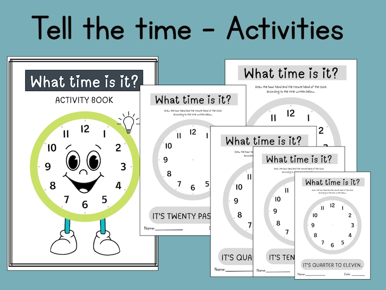 Printable What's the Time Worksheets for Kids, Clock Drawing Activity ...