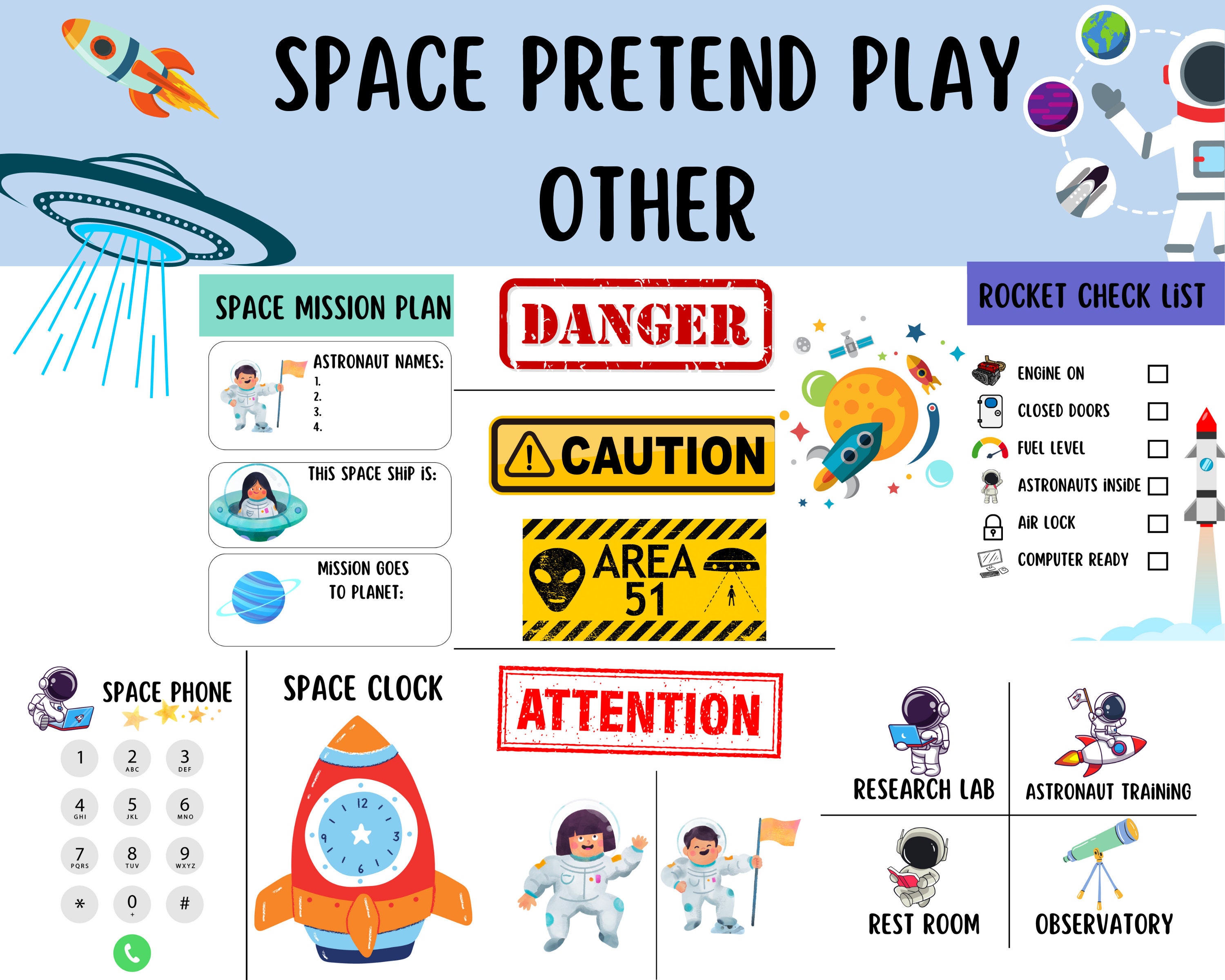 Space Station Pretend Play Printable, Space Dramatic Play, Kids Daycare ...