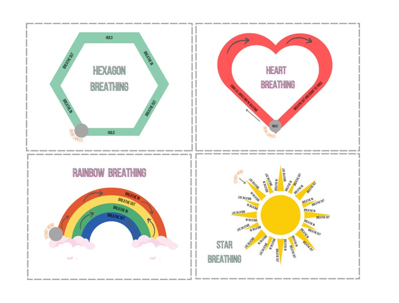 Mindfulness Breathing Cards , Breathing Shapes ,meditation Activity ...