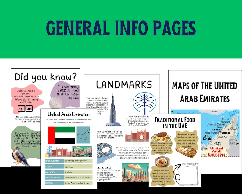 Dubai & UAE Kids Travel Journal | Printable Activities | Learning Games ...