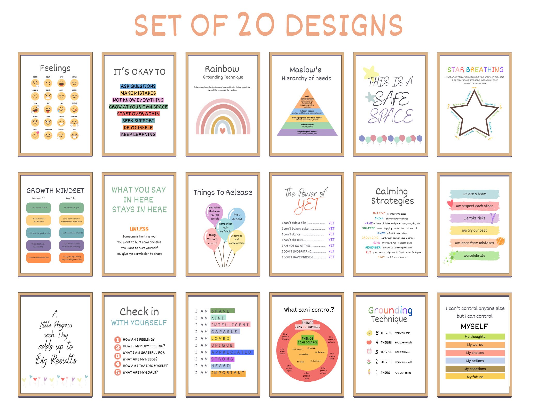 20 School Counseling Signs Posters Psychologist Office Decor Counselor ...