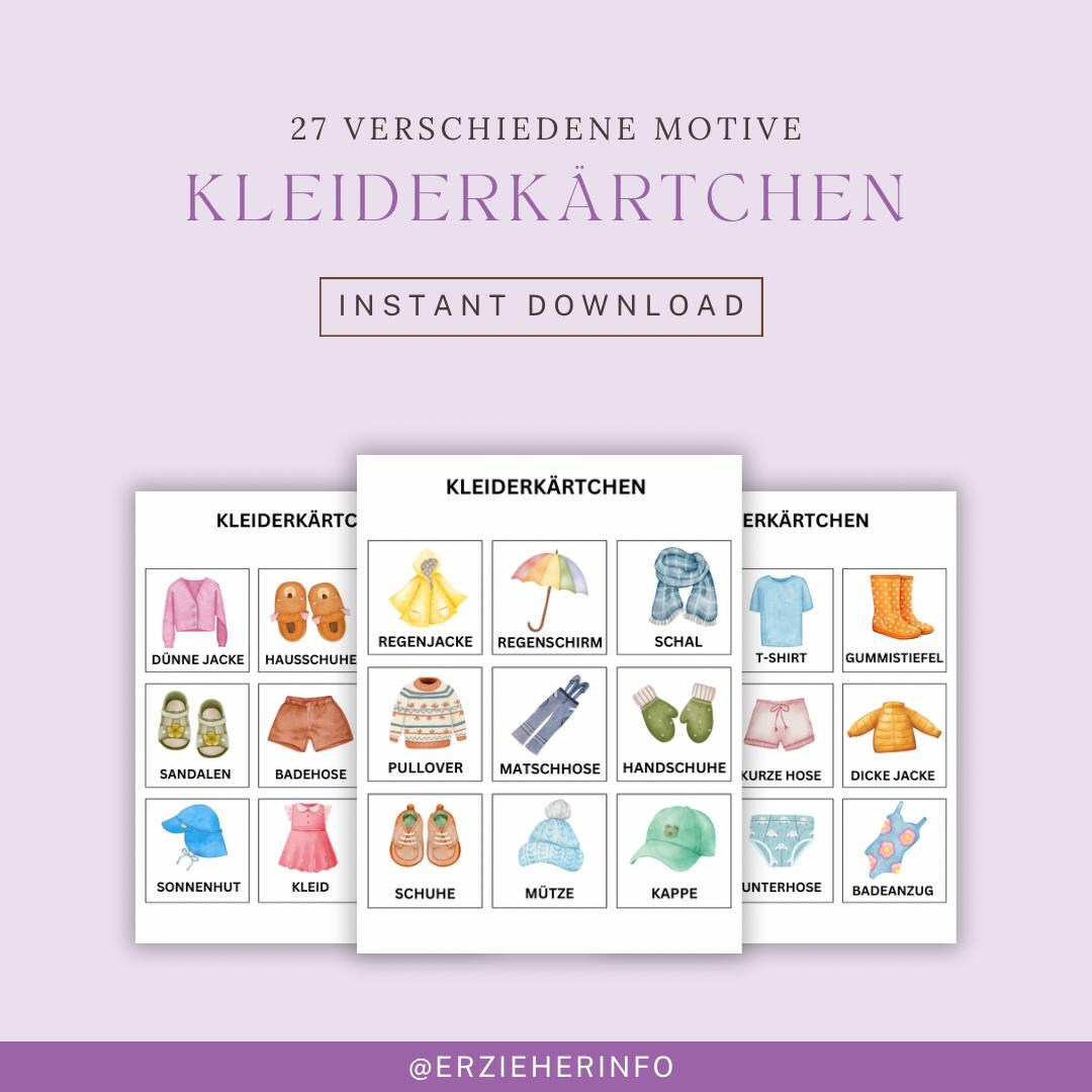 Clothing Cards for Children | Digital Download | Learn to Dress ...
