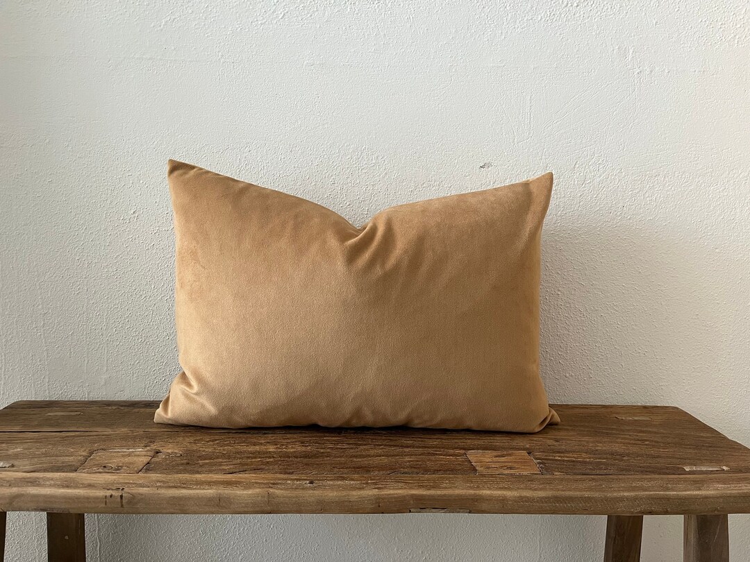 Camel Velvet Pillow Cover/ Mocha Pillow/ Lumbar Pillows 12x20 14x20 ...