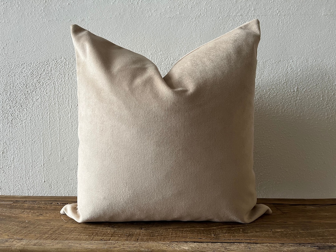 Tan Pillow Cover/ Natural Velvet Pillow/stone Throw Pillow/ Cream ...