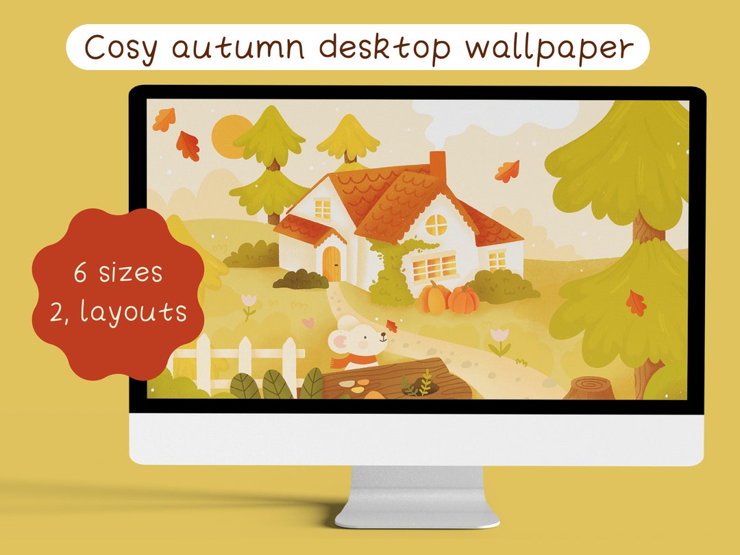 Autumn Desktop Wallpaper | Cosy Cottage Core Illustration | Laptop ...