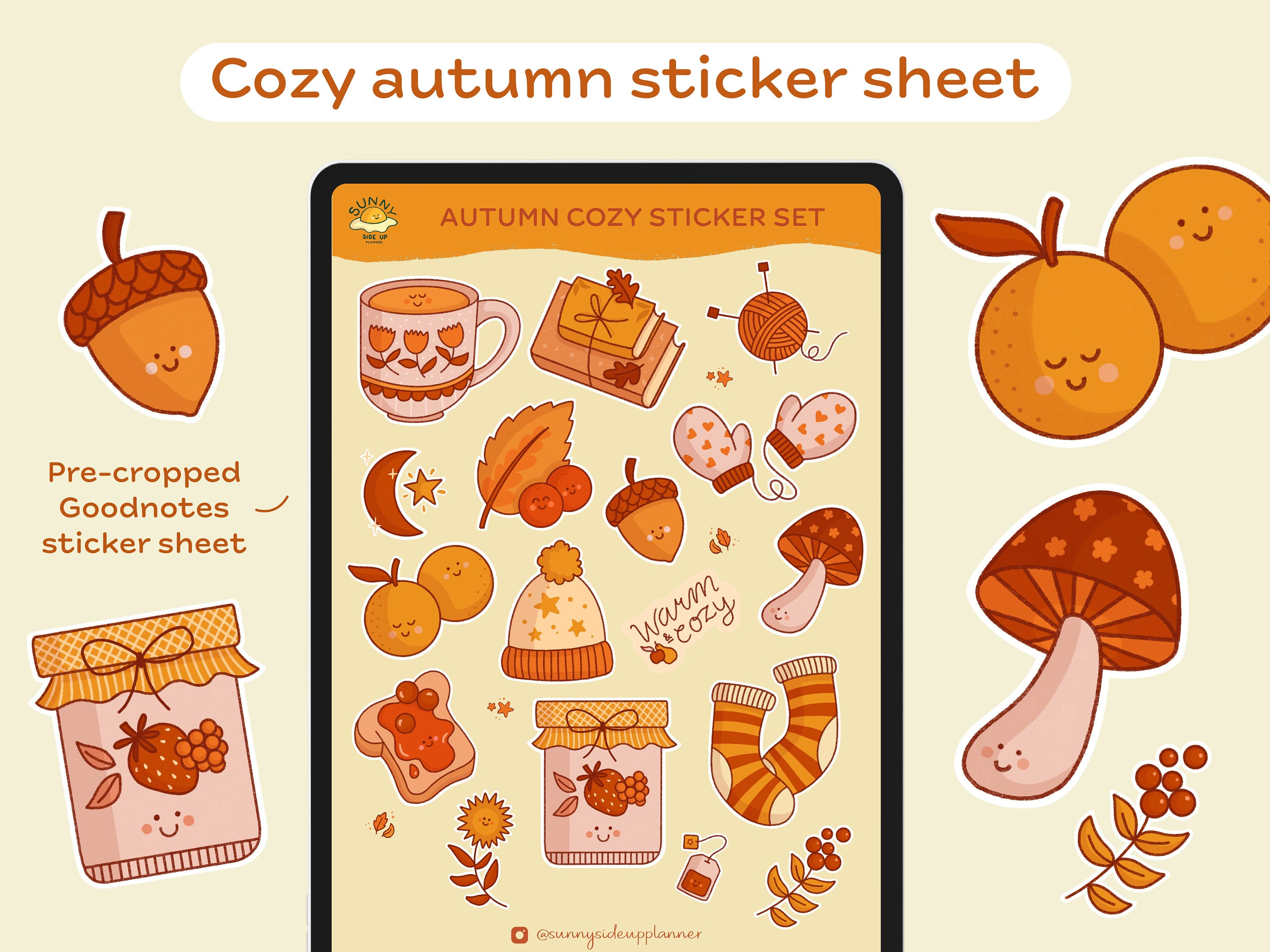 Autumn Stickers Goodnotes Stickers Cozy Sticker Sheet Digital Planner ...