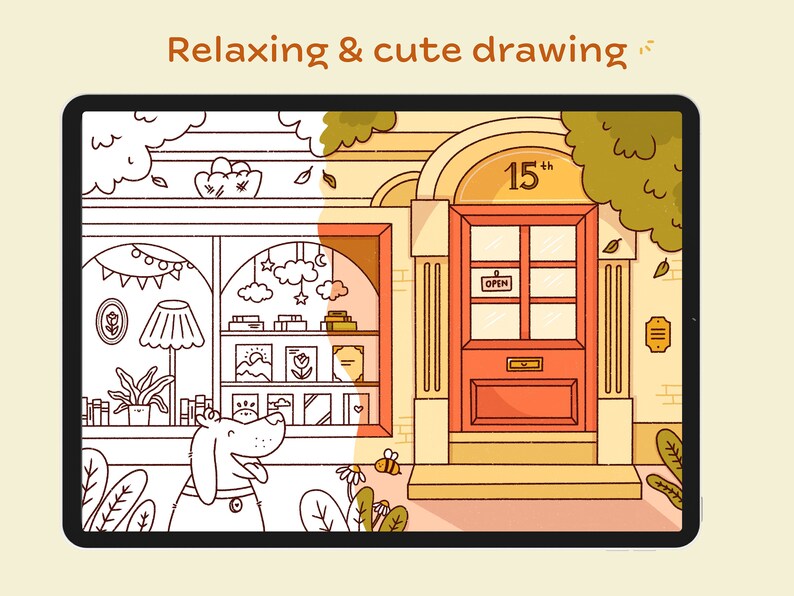 Cosy Book Store Colouring Page Digital Download Instant - Etsy