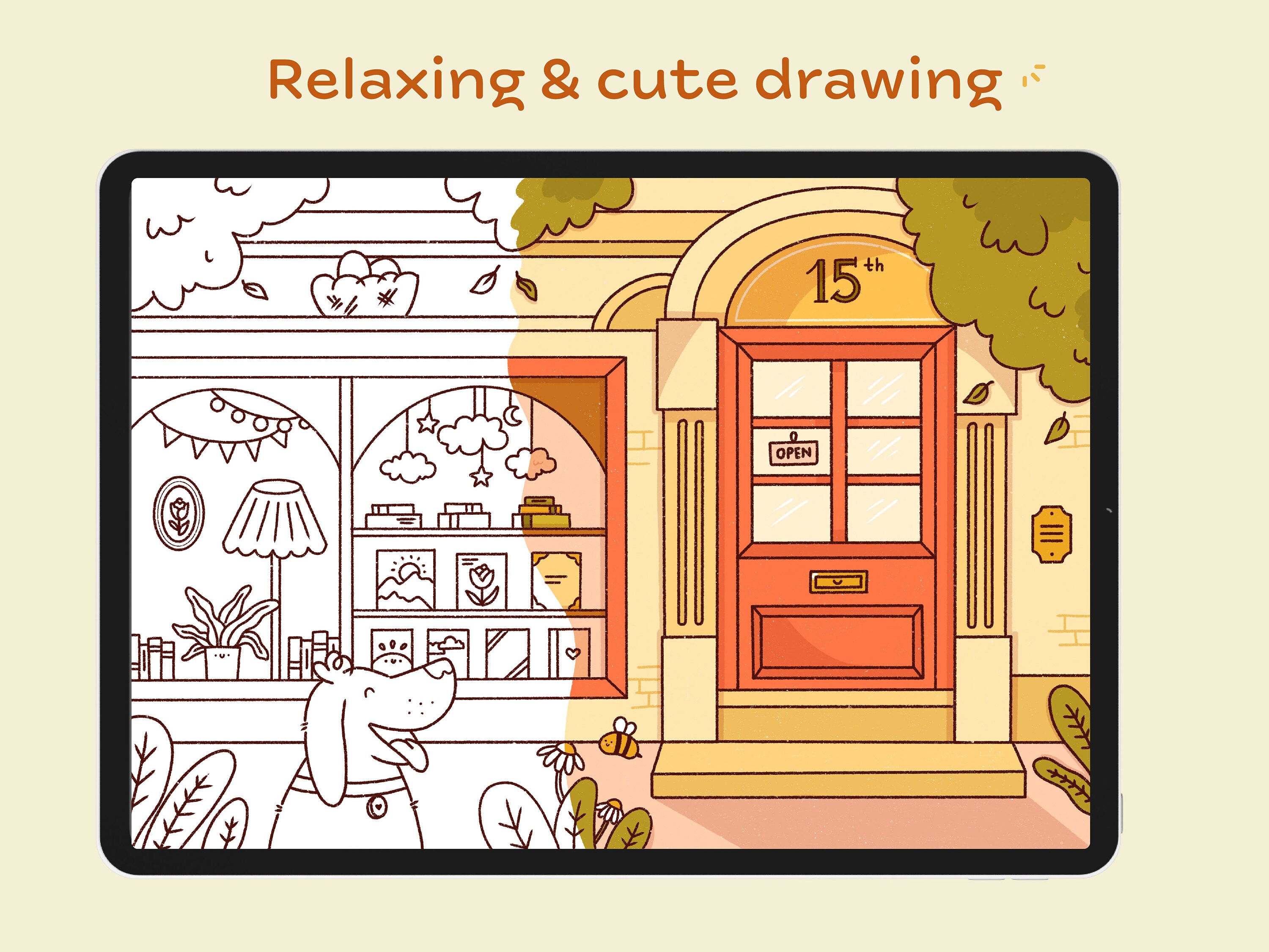 Cosy Book Store Colouring Page Digital Download Instant - Etsy