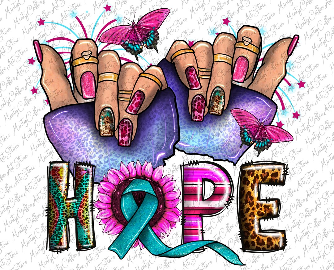 Hope Cancer Nails Png, Hope Breast Cancer Awareness Png, Nail Artists ...