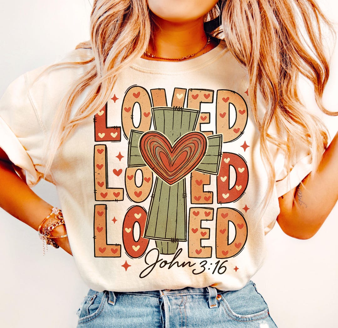 Retro Loved John 3:16 PNG, Christian Valentine PNG, Preppy Valentine ...
