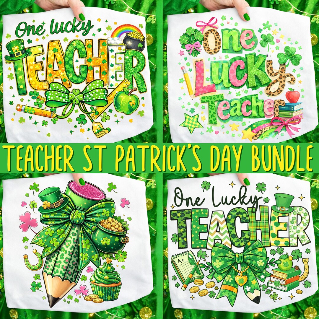 Teacher St Patrick’s Day Png Bundle, St Patricks Day Coquette Png ...