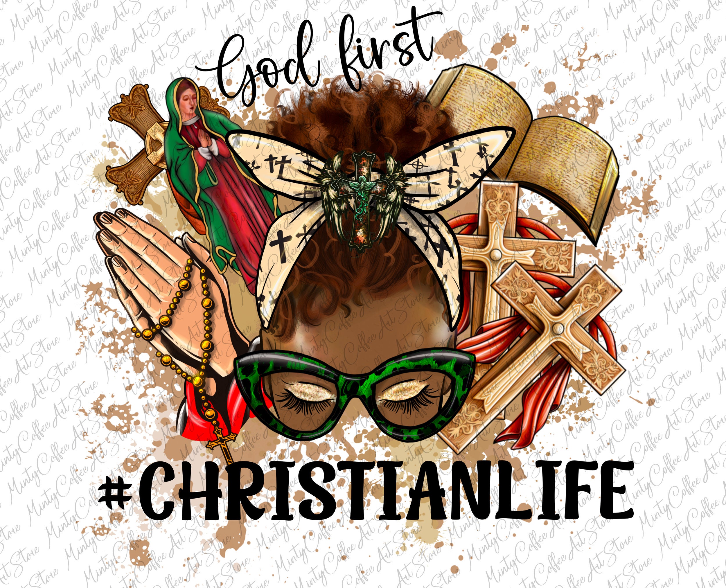 Afro Messy Christian Life Png Sublimation Design, Black Woman Png ...