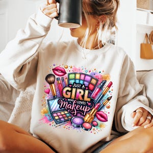 Girl Who Loves Makeup PNG, Cosmetics T-shirt Design (digital Download ...