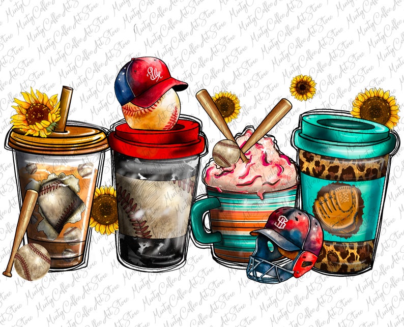 Baseball Coffee Cups Png Sublimation Design Baseball Png - Etsy